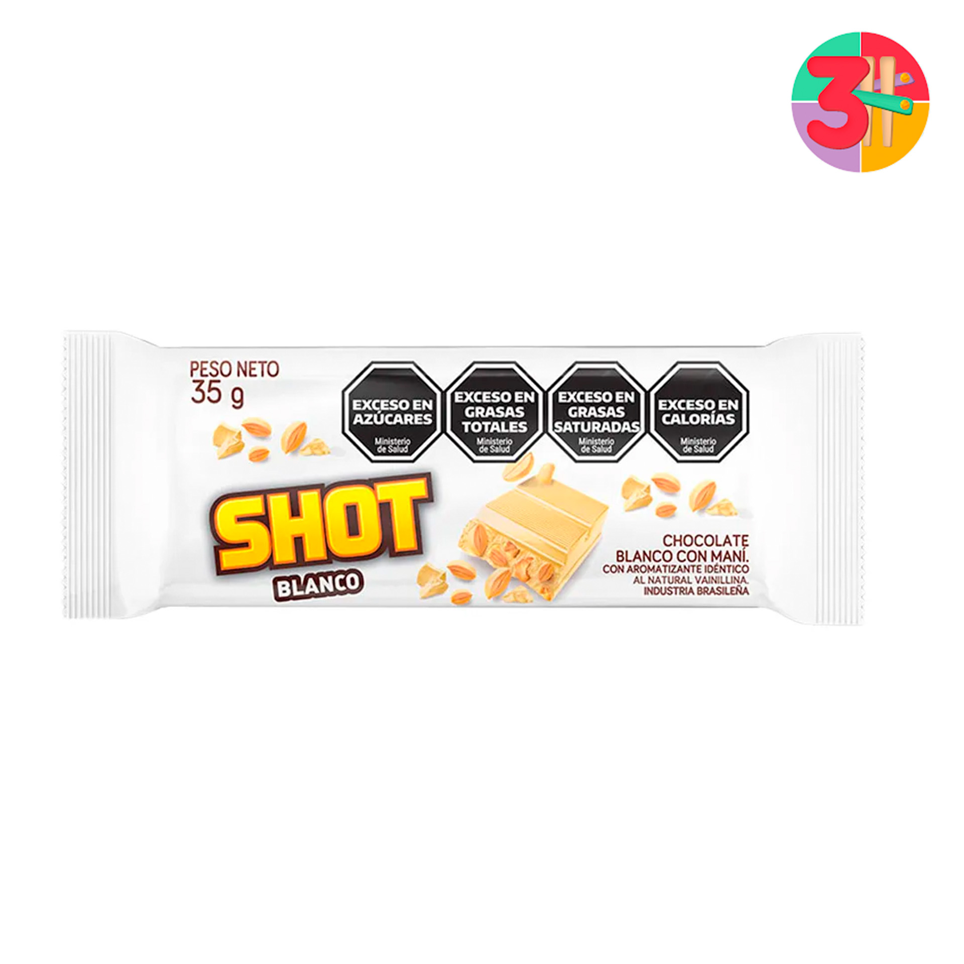 CHOCOLATE SHOT BLANCO 35 GRS X 25 UNIDADES (CAJA) | 3 Hermanos Distribución