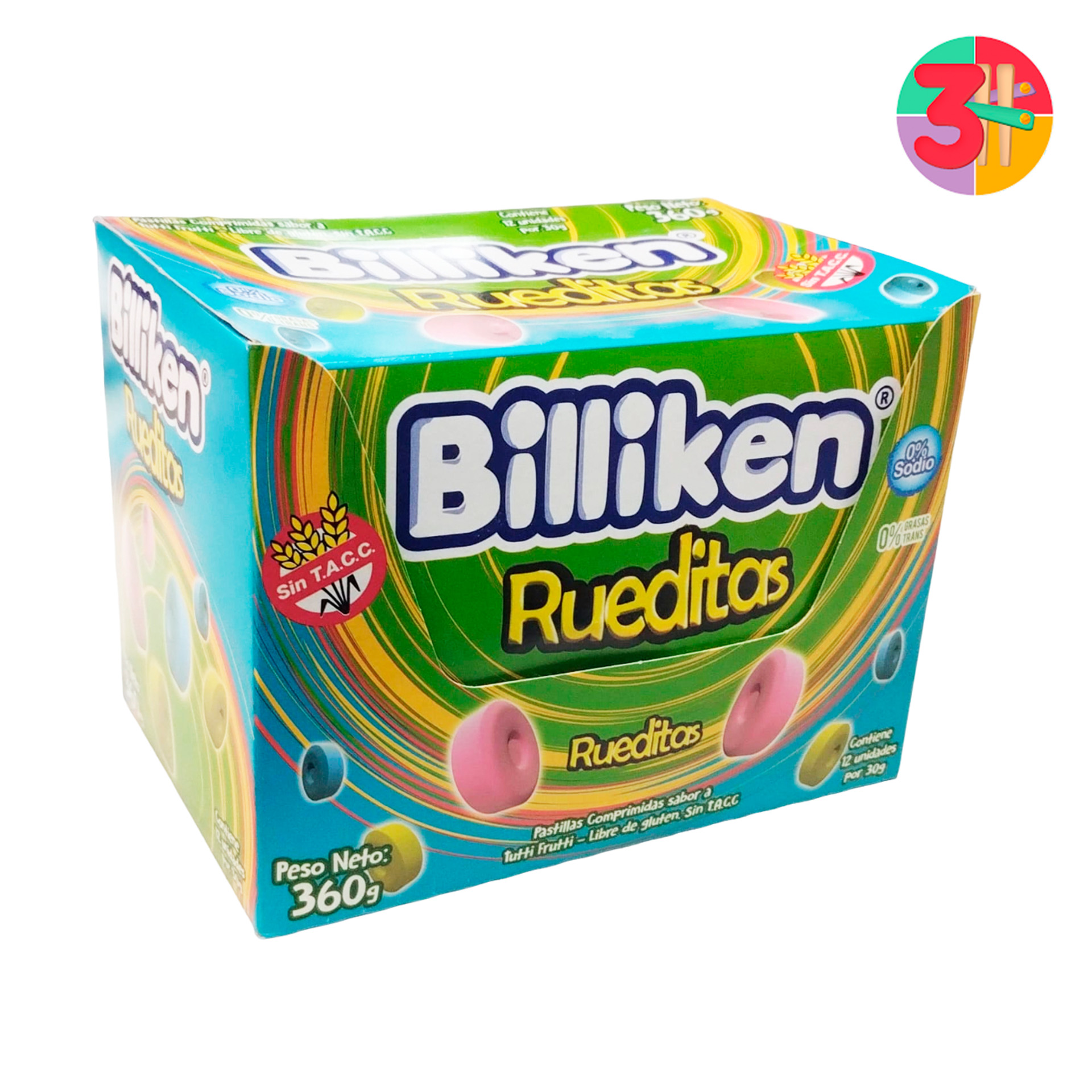 PASTILLA BILLIKEN RUEDITAS 12 UN X 30 G | 3 Hermanos Distribución