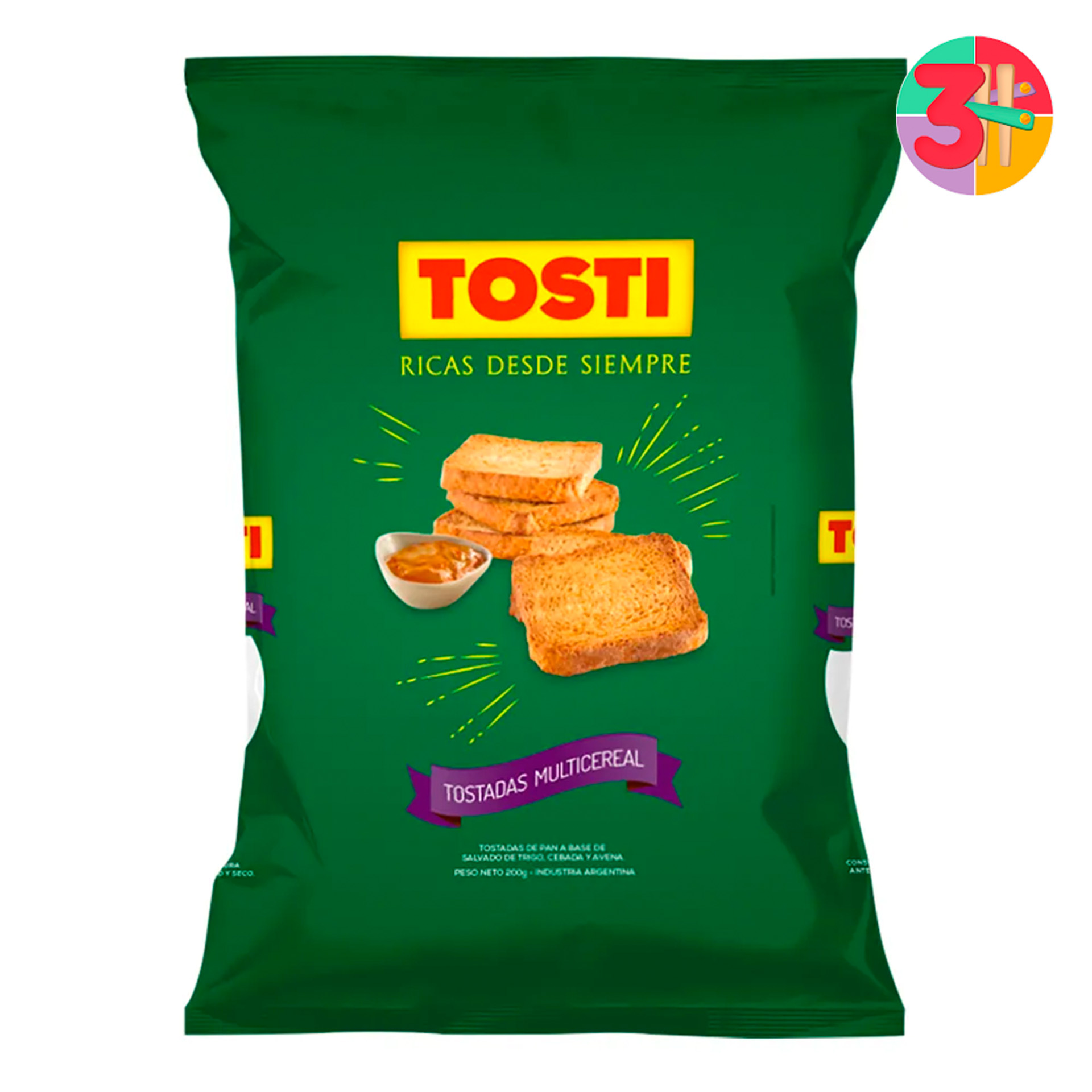 TOSTADA TOSTI MULTICEREAL 200 G X 12 UNIDADES (CAJA) | 3 Hermanos ...